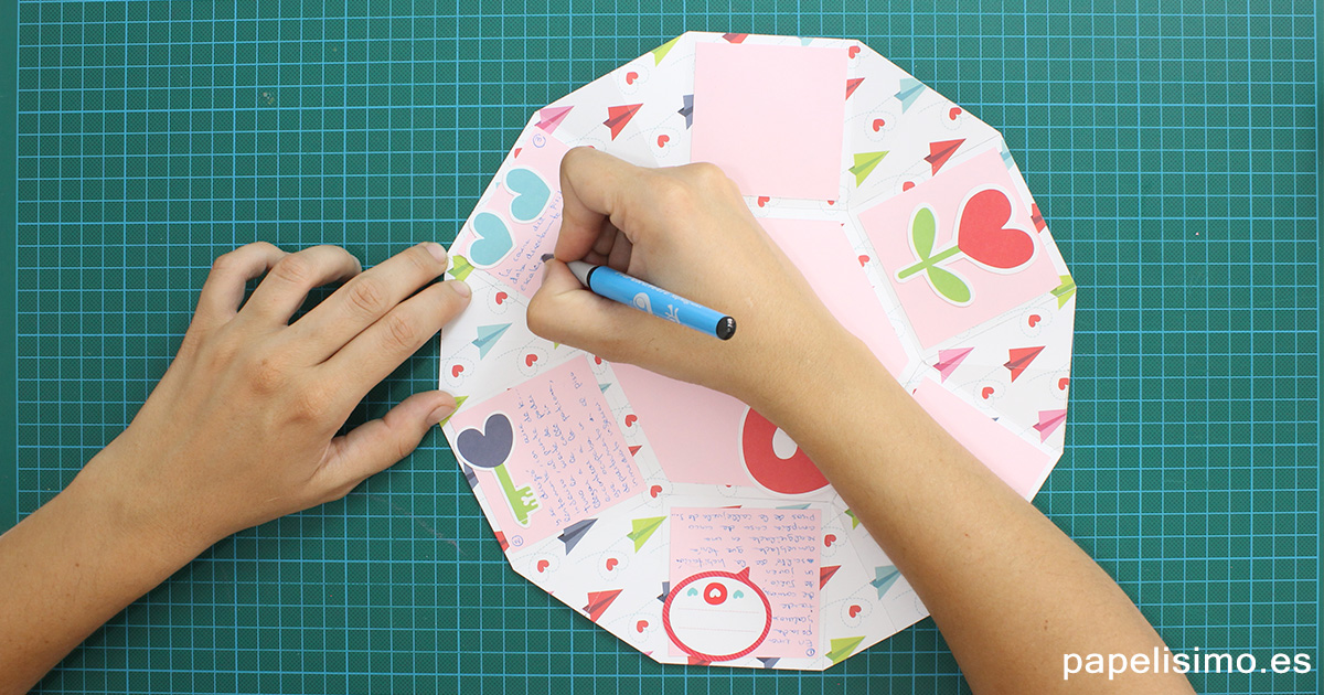 Caja Hexagonal Scrapbooking Carta De Amor Original Papelisimo