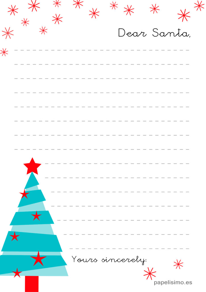 Carta Papá Noel para imprimir (bilingüe español-inglés) - Papelisimo