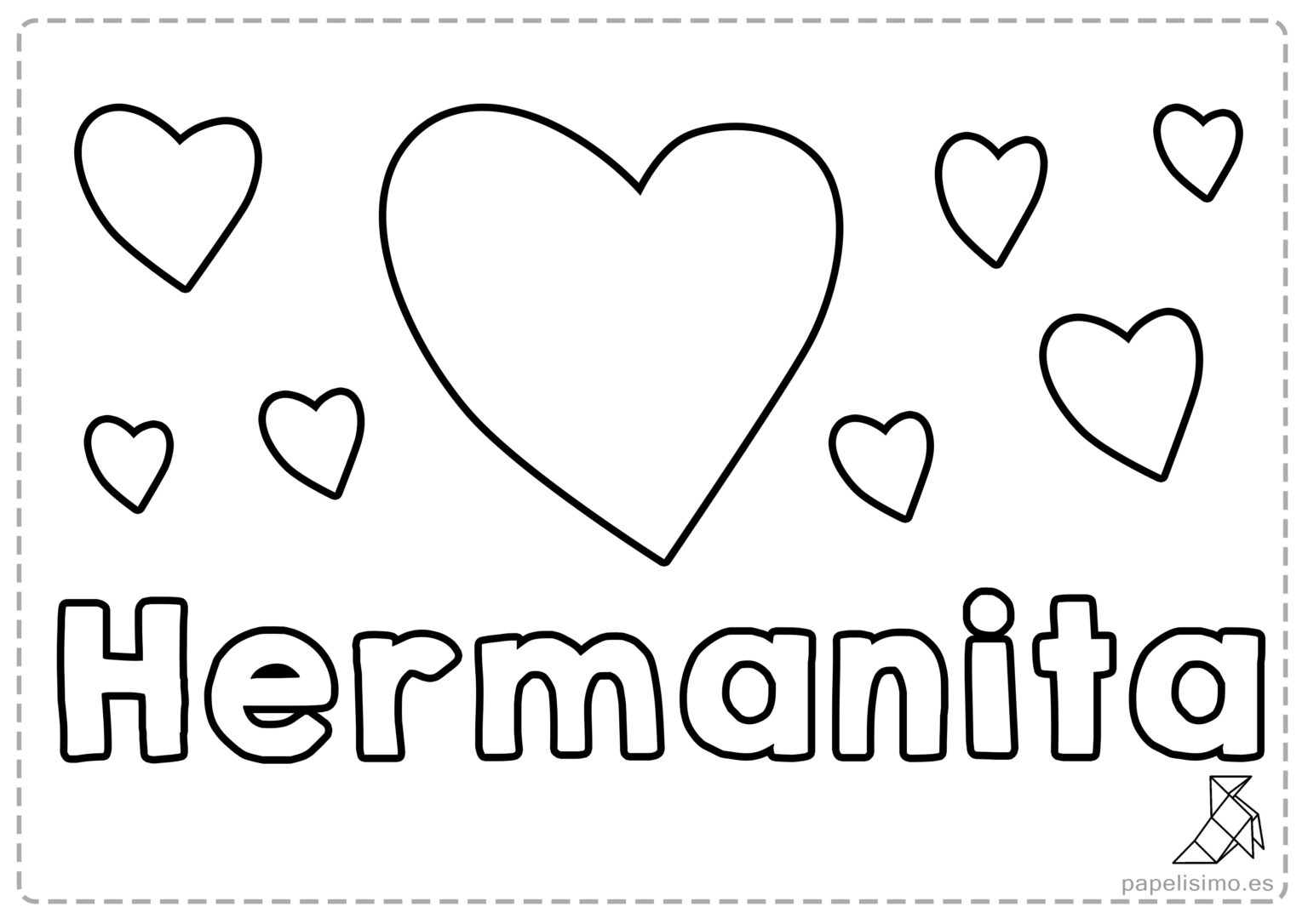 Ficha te quiero hermana para colorear niños - Papelisimo