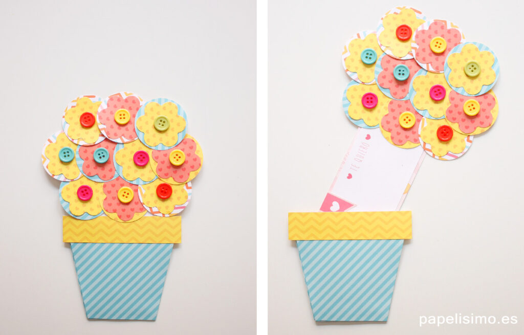 Cómo hacer tarjeta Día de la Madre (maceta flores) - Papelisimo