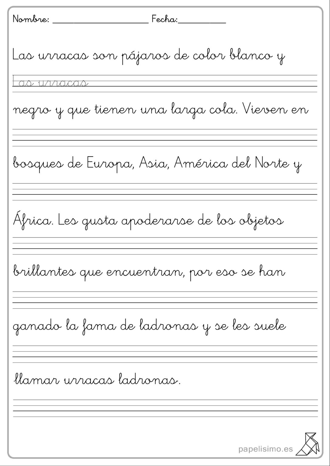Fichas Lectoescritura – Copiados para niños de Primaria - Papelisimo