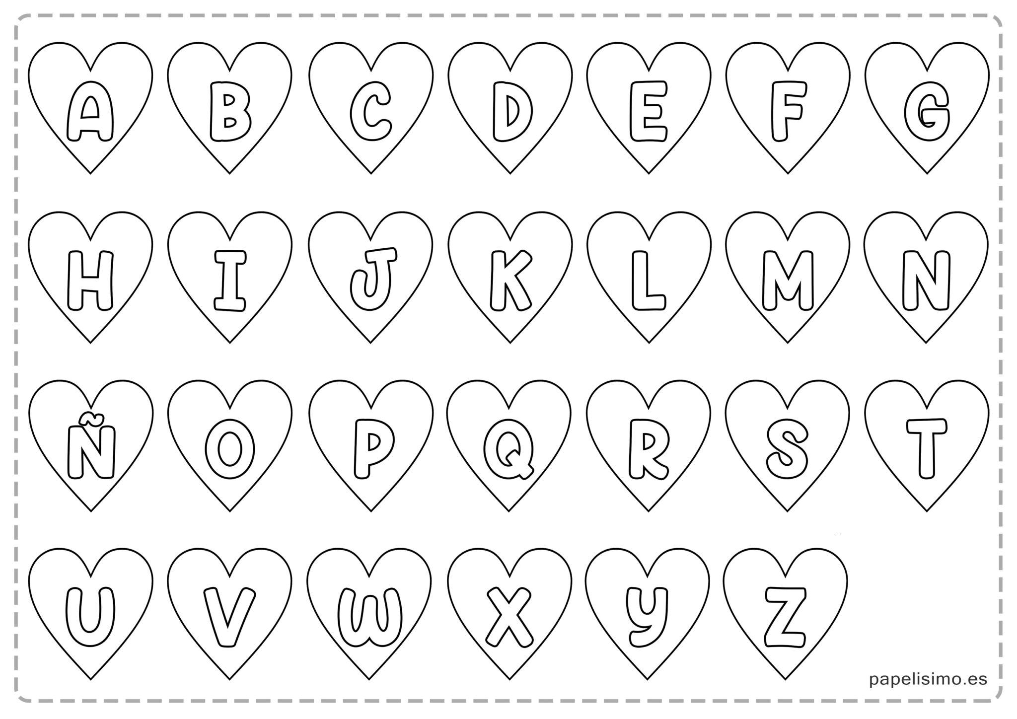 Abecedario-letras-corazones-para-imprimir - Papelisimo