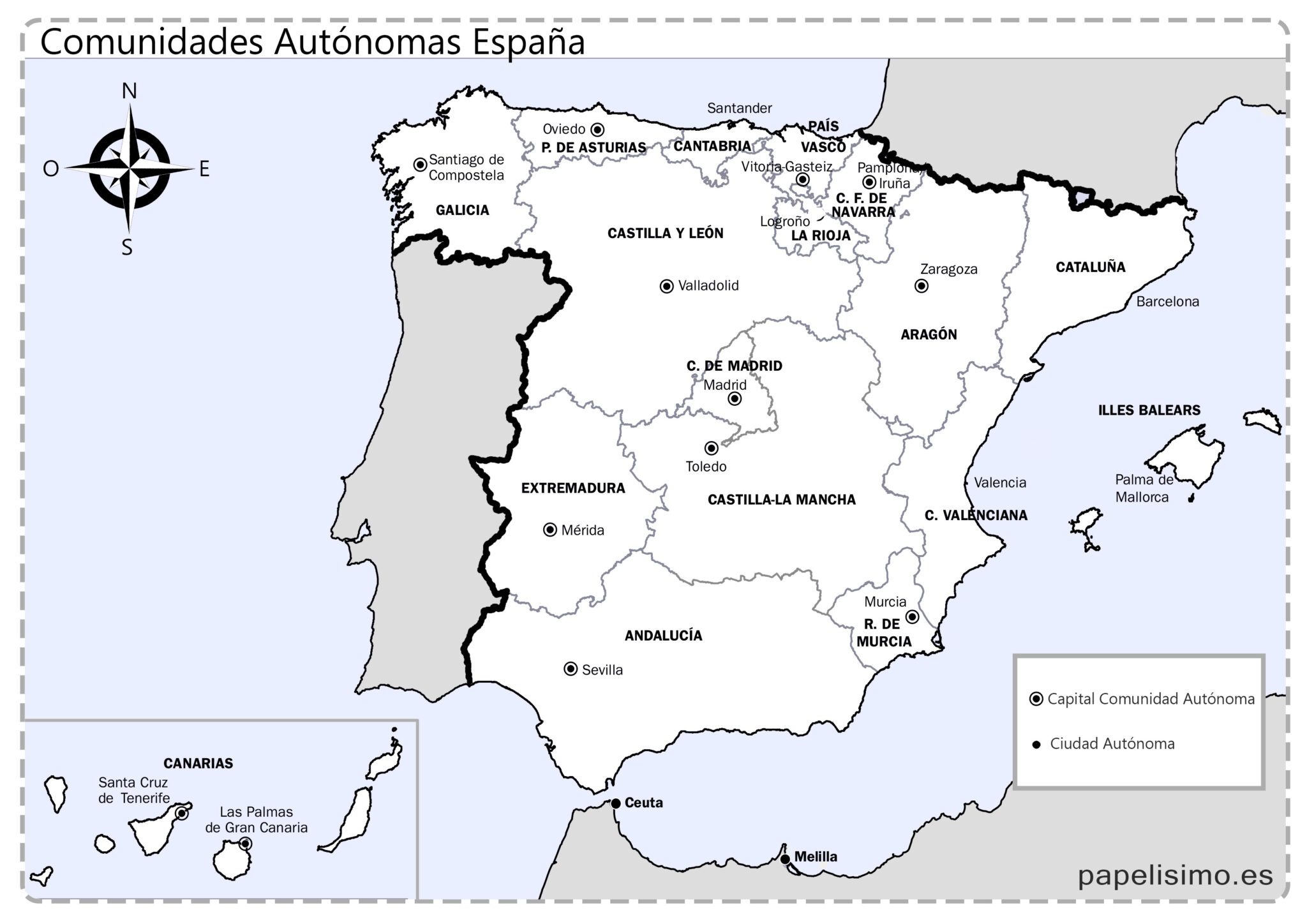 Mapa-de-Espana-comunidades-autonomas-con-nombres - Papelisimo