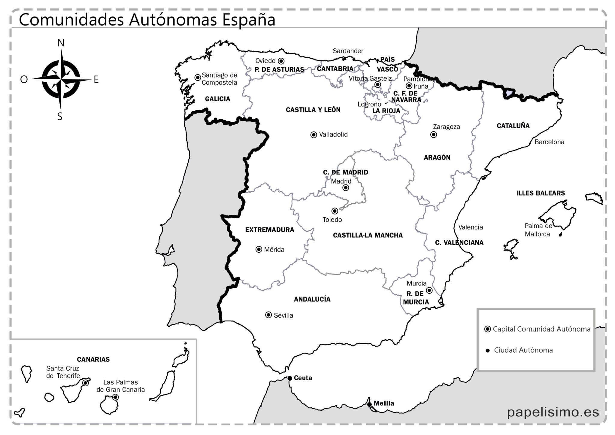 Mapas de España para imprimir (físico, político y mudo) - Papelisimo
