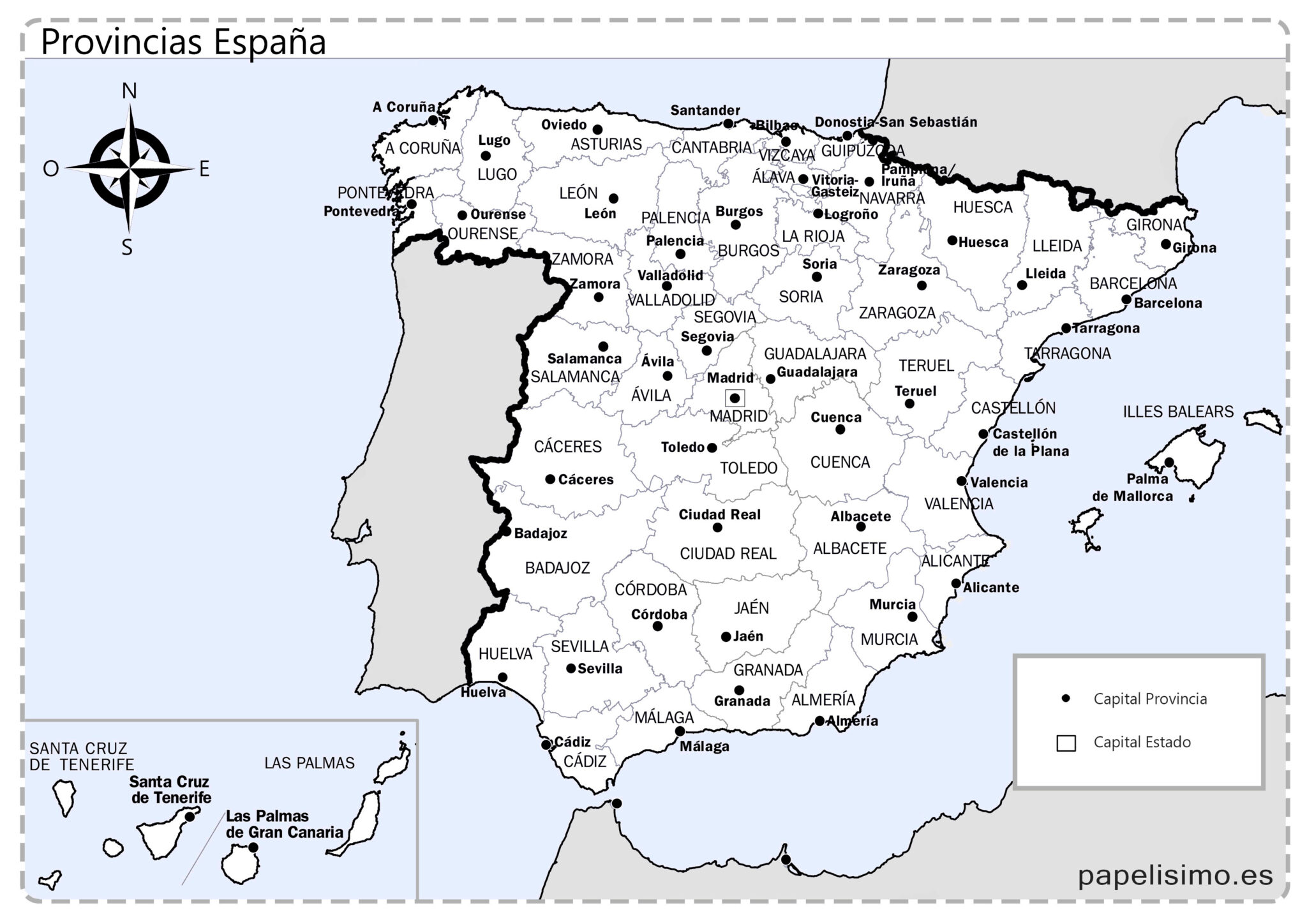 Mapas de España para imprimir (físico, político y mudo) - Papelisimo