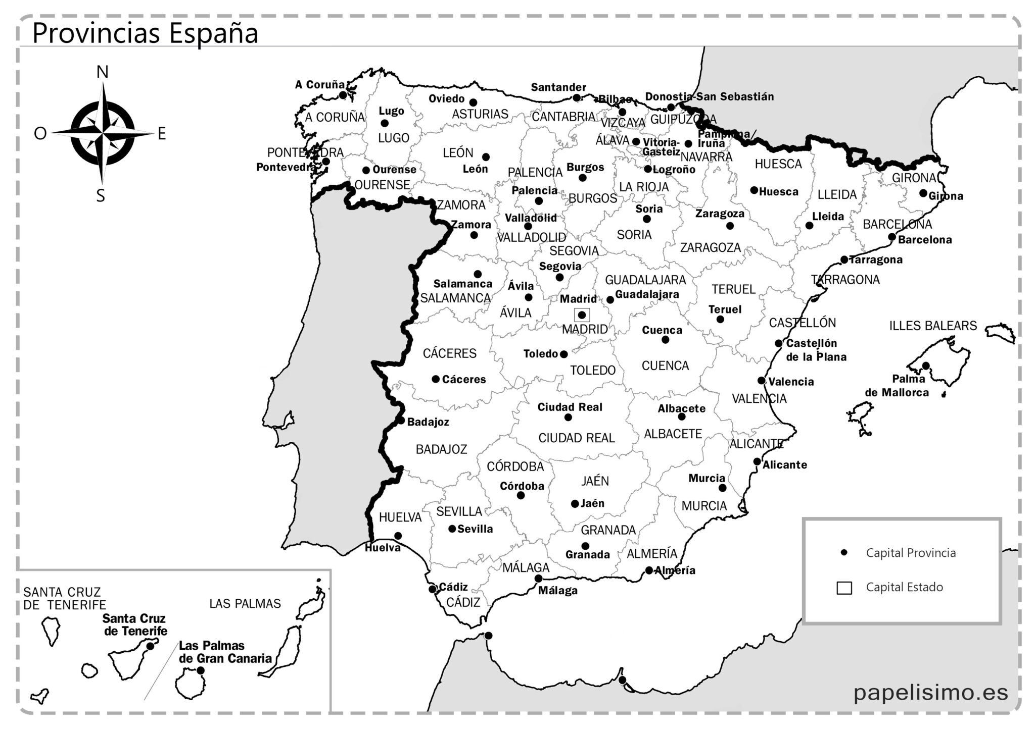 Mapas de España para imprimir (físico, político y mudo) - Papelisimo