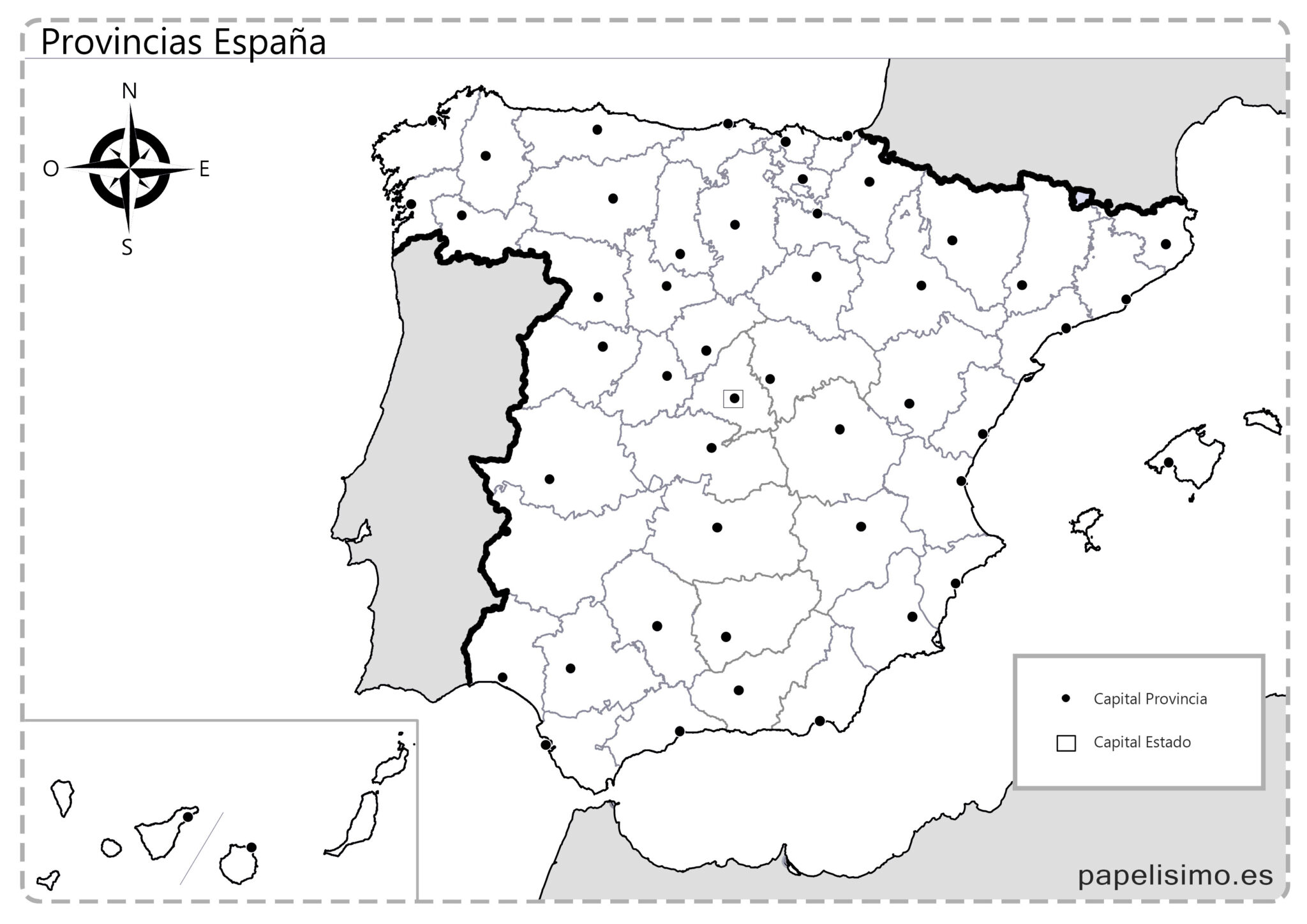 Mapas de España para imprimir (físico, político y mudo) - Papelisimo