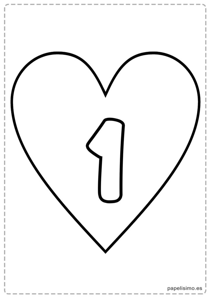 1-numero-uno-imprimir-corazon - Papelisimo