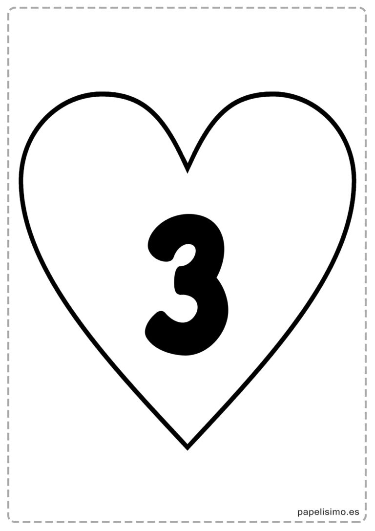 Números con corazones para imprimir - Papelisimo