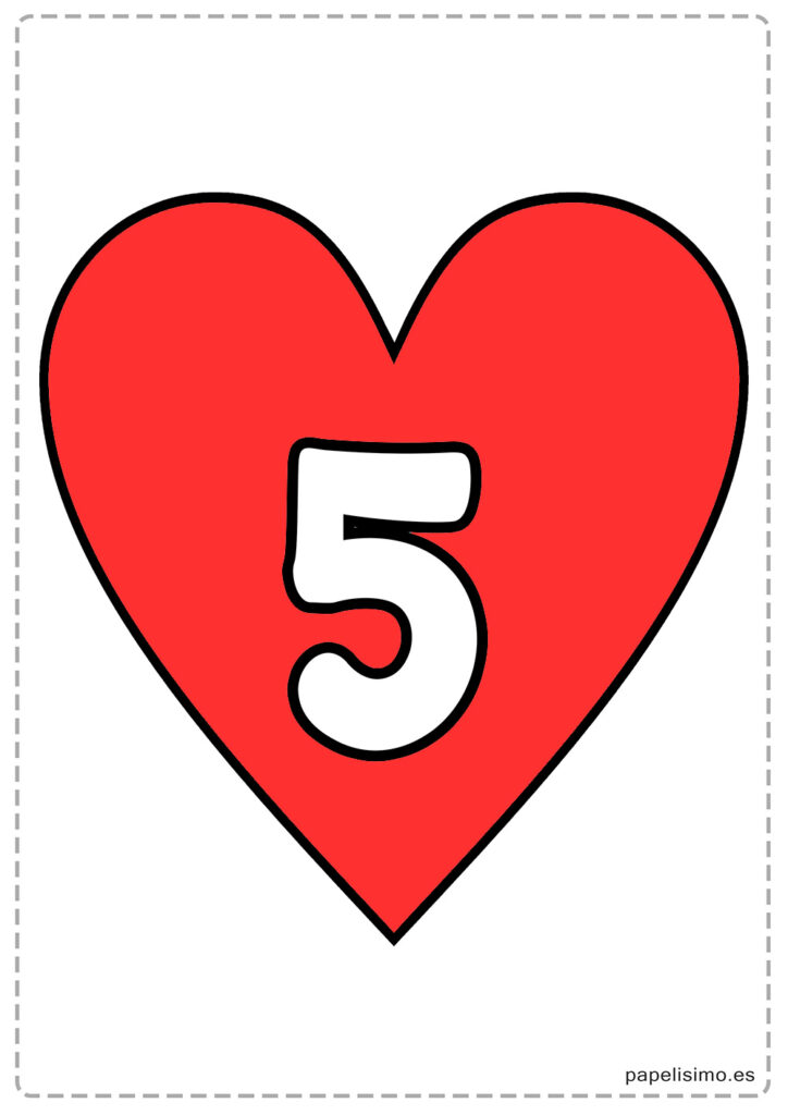 Números con corazones para imprimir - Papelisimo