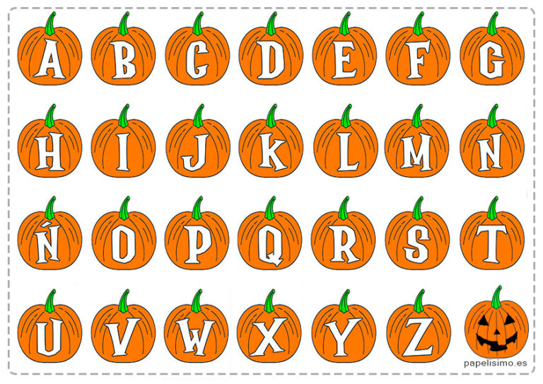 Abecedario-letras-Halloween-calabazas-para-imprimir-color - Papelisimo
