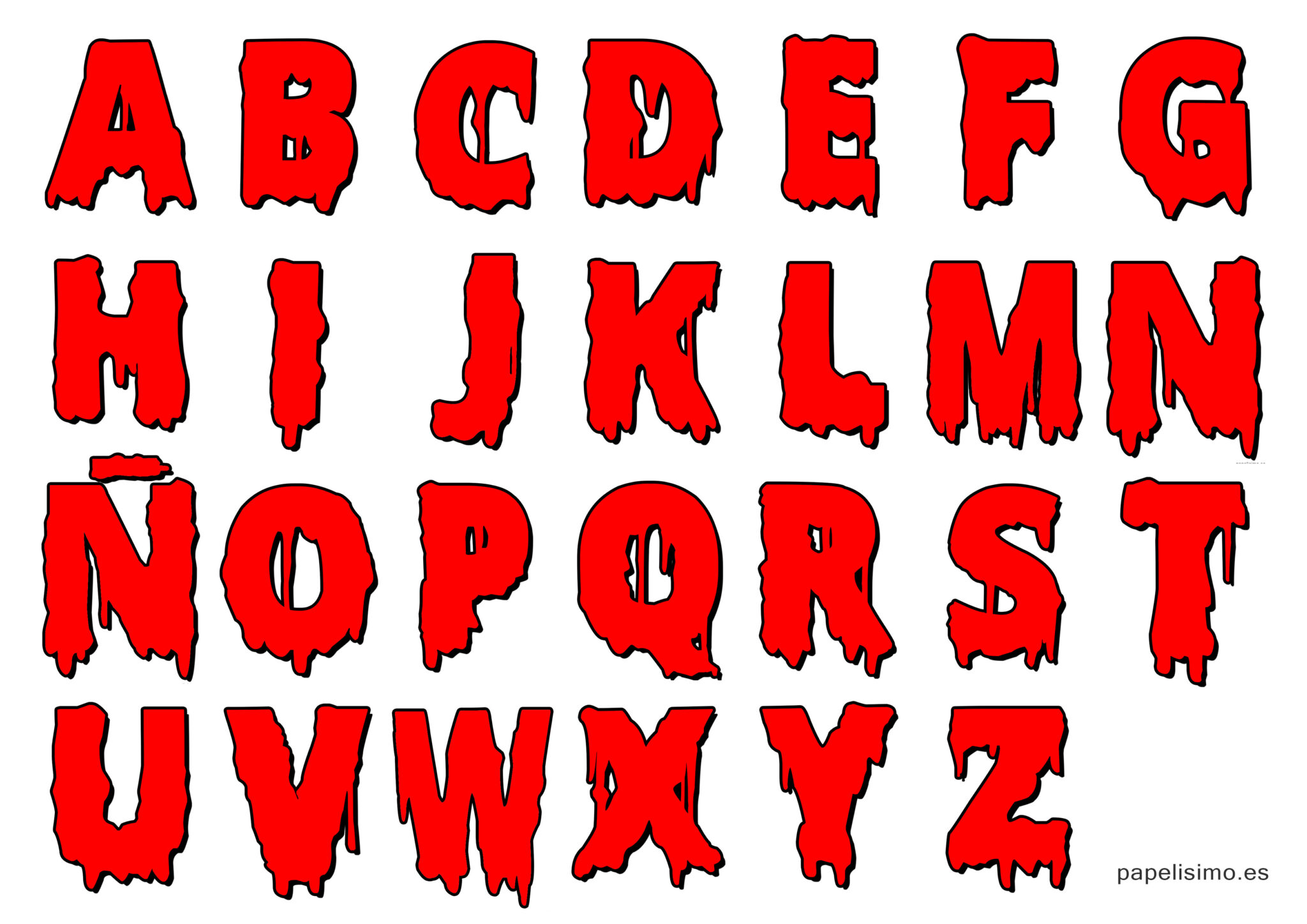 Abecedario-letras-Halloween-para-imprimir-rojo - Papelisimo