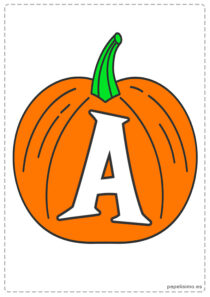 Letra-A-Abecedario-Halloween-calabaza-imprimir - Papelisimo